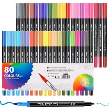 Doodle Hog Watercolor Marker Set, Real Brush Tip, 48 Colors, Blendable ...