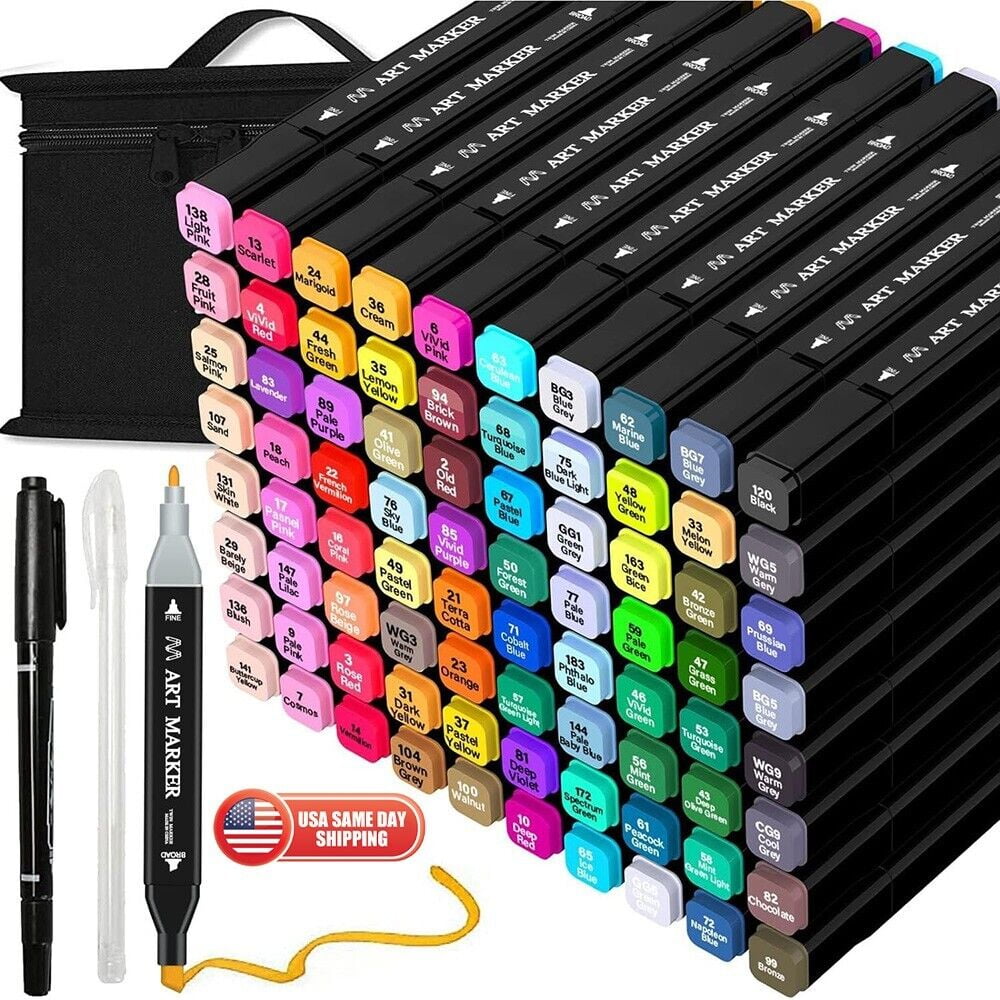 80 Colors Markers Graphic Drawing Painting Alcohol Art Dual Tip Sketch ...