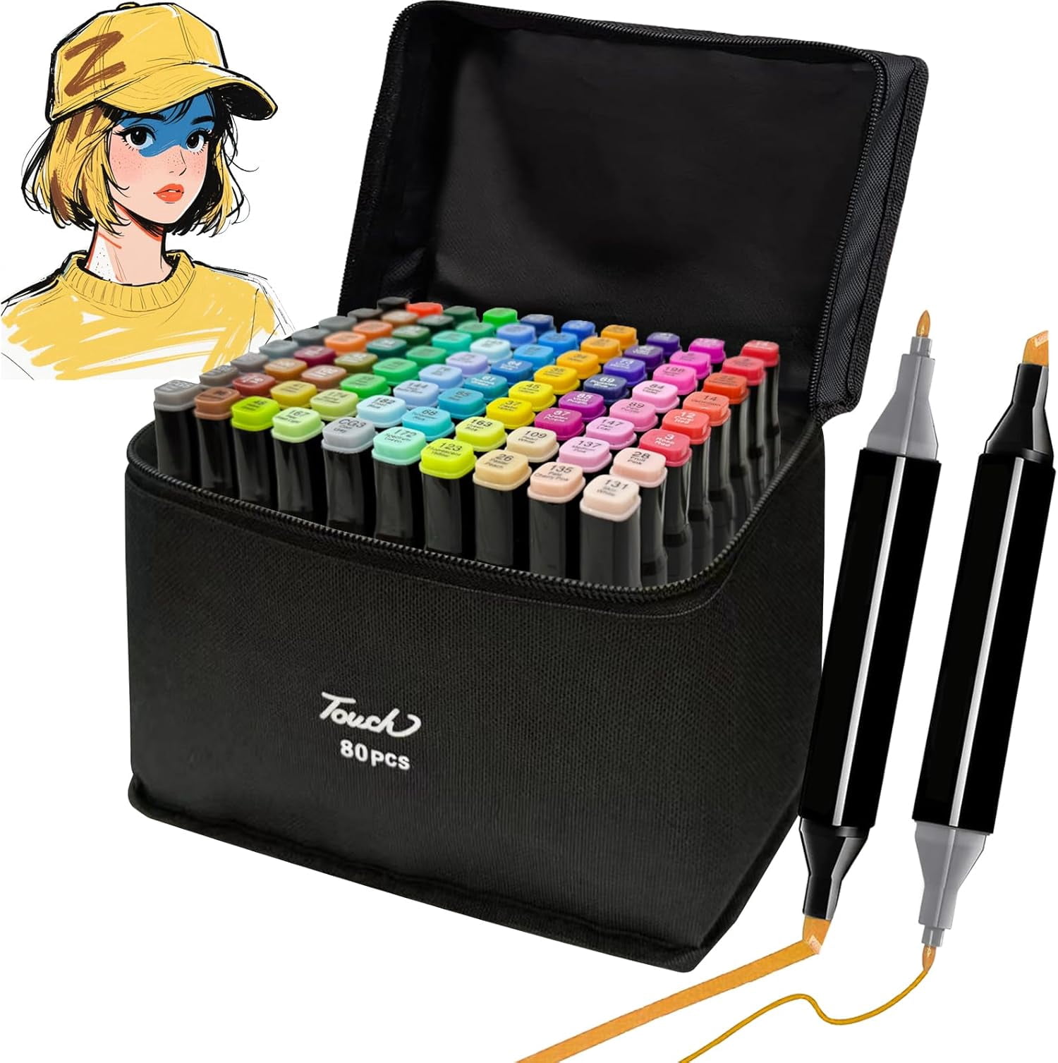 80 Colors Markers Set, Dual Tips Blender Art Marker for Drawing ...