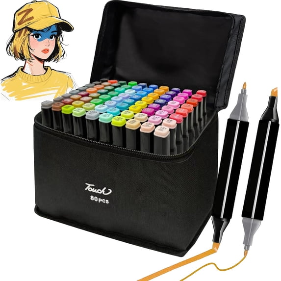 80 Colors Markers Set, Dual Tips Blender Art Marker for Drawing ...