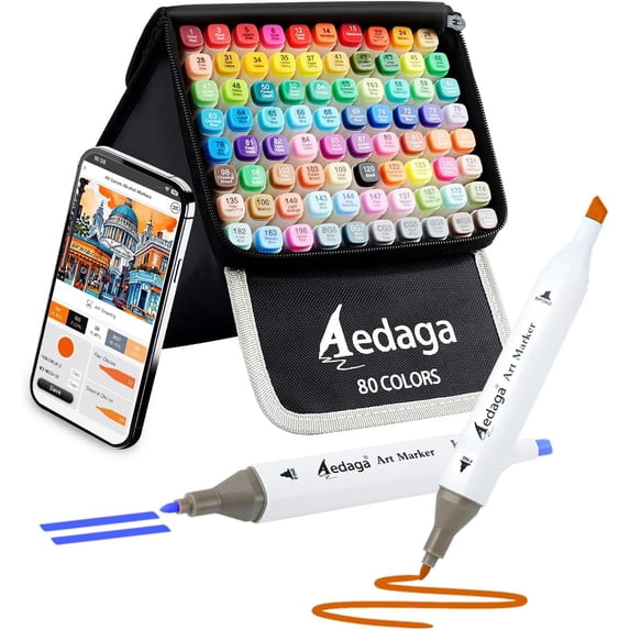 80 Colors Markers for Artists, APP for Coloring, Dual Tips -Based ...