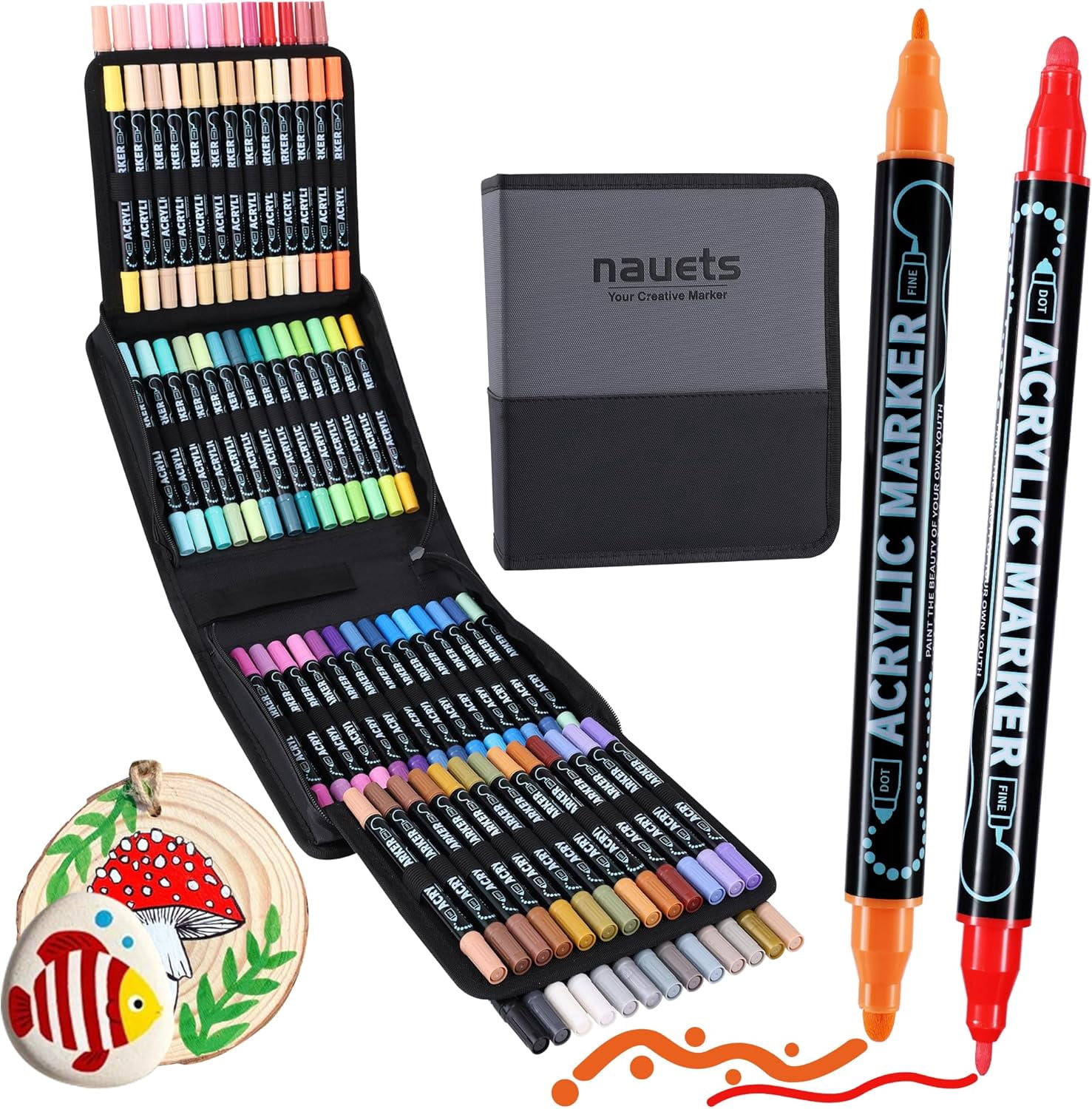 80 Colors Waterproof Dual Tip Acrylic Paint Pens, Dot & Fine Tip ...