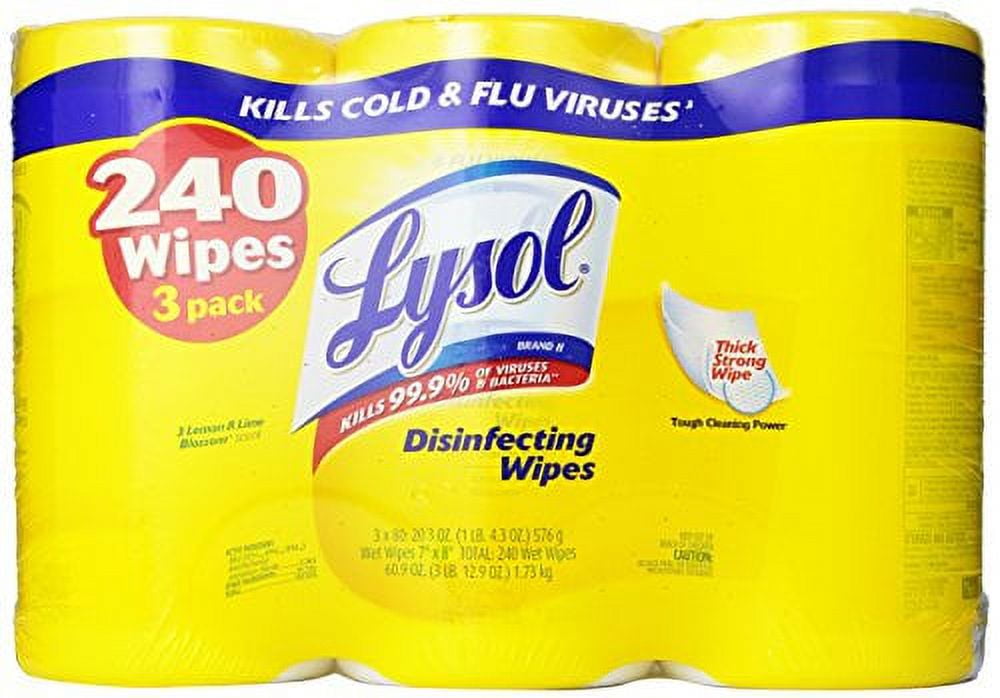 Lysol Value Pack - Lemon & Lime Blossom, 240 Wipes (3x80), Kills 99.9% ...