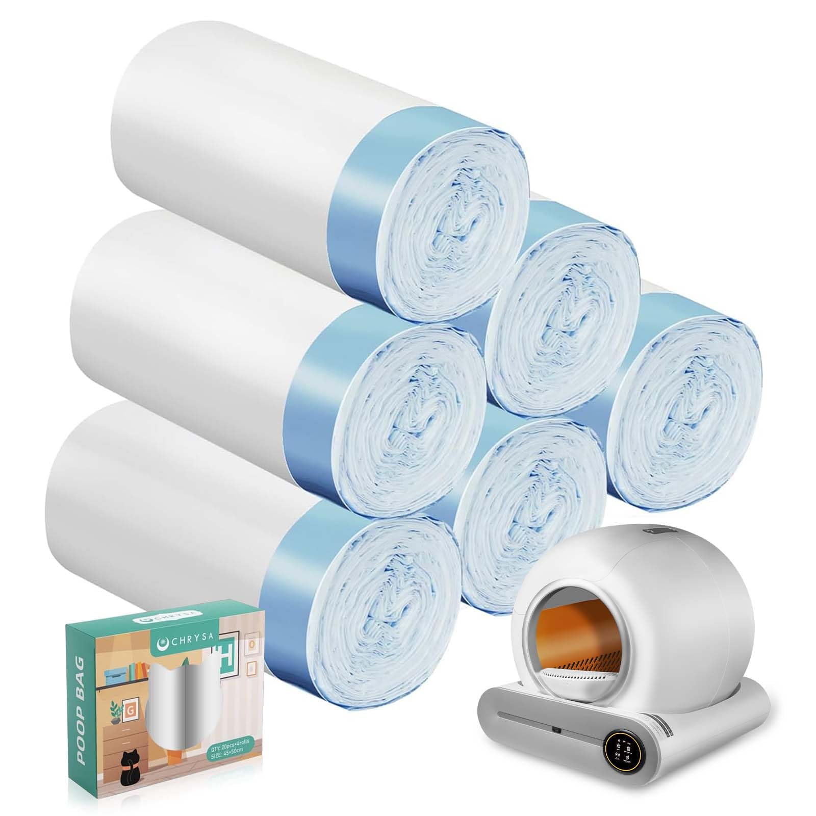 80 Count Waste Bags for Self-Cleaning Cat Litter Box, Replacement Extra ...