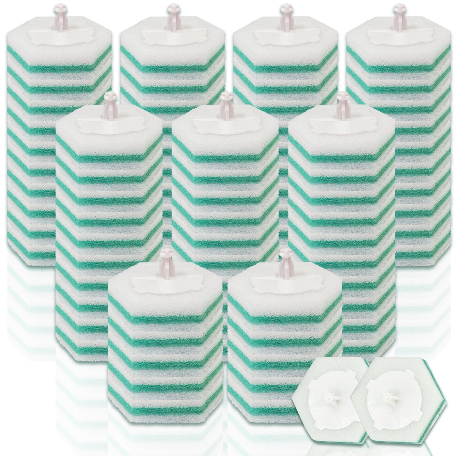 80 Counts Disposable 6-Sided Upgrades Green Toilet Brush Wand Refills ...