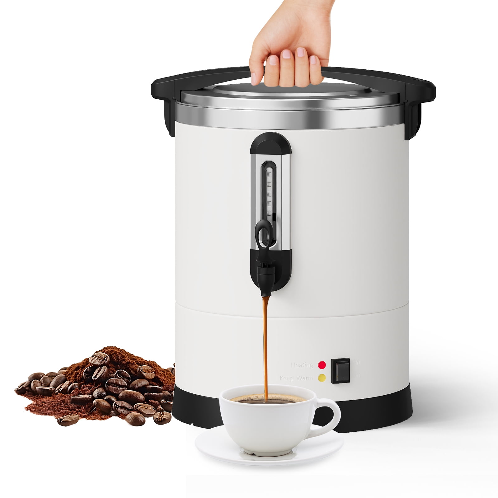 80 Cups Coffee Urn, 12L Stainless Steel Large Double Wall Coffee ...