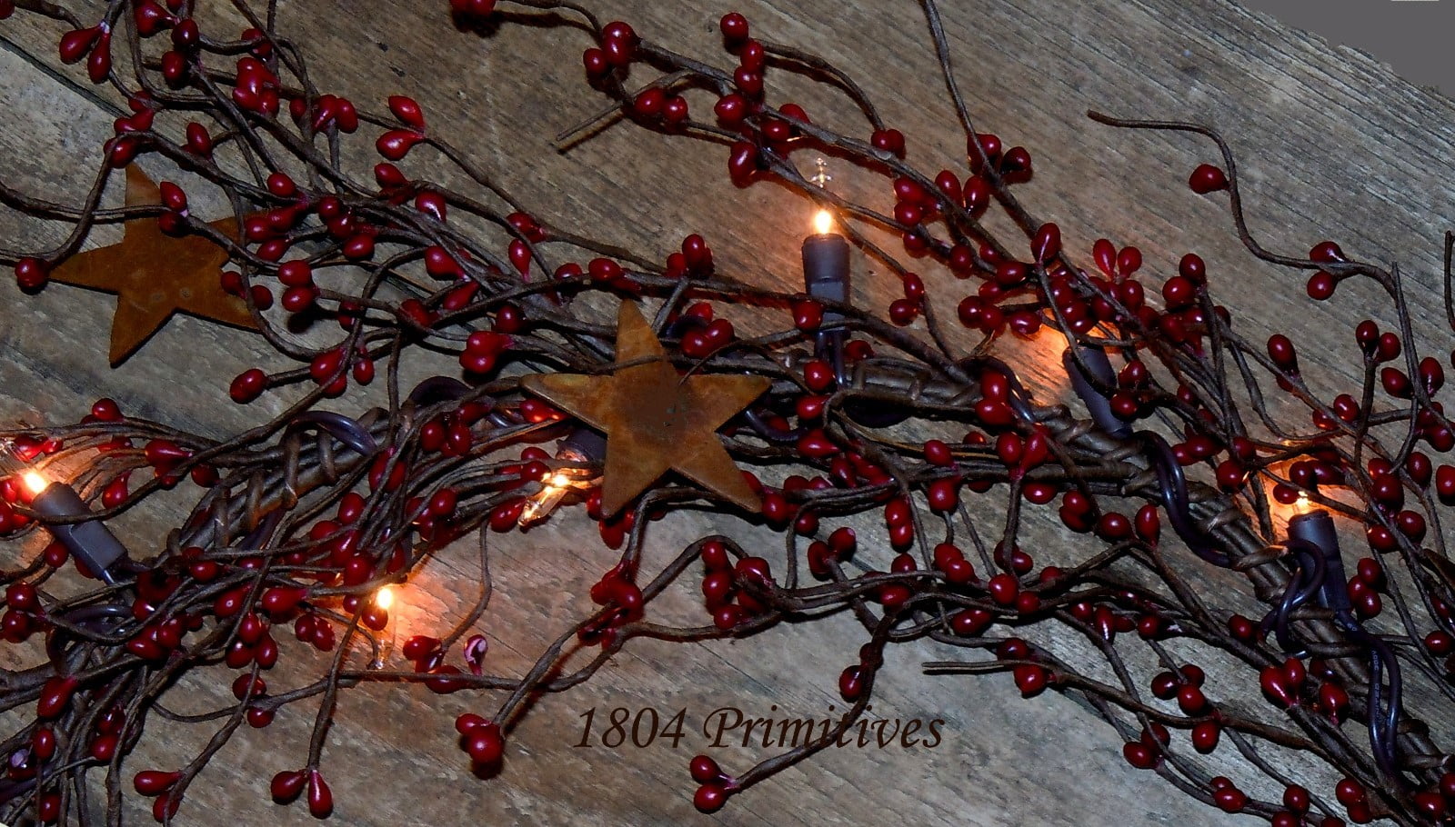 80" End to End LIGHTED Pip Berry Garland ~ BURGUNDY ~ Connect MULTIPLES ...