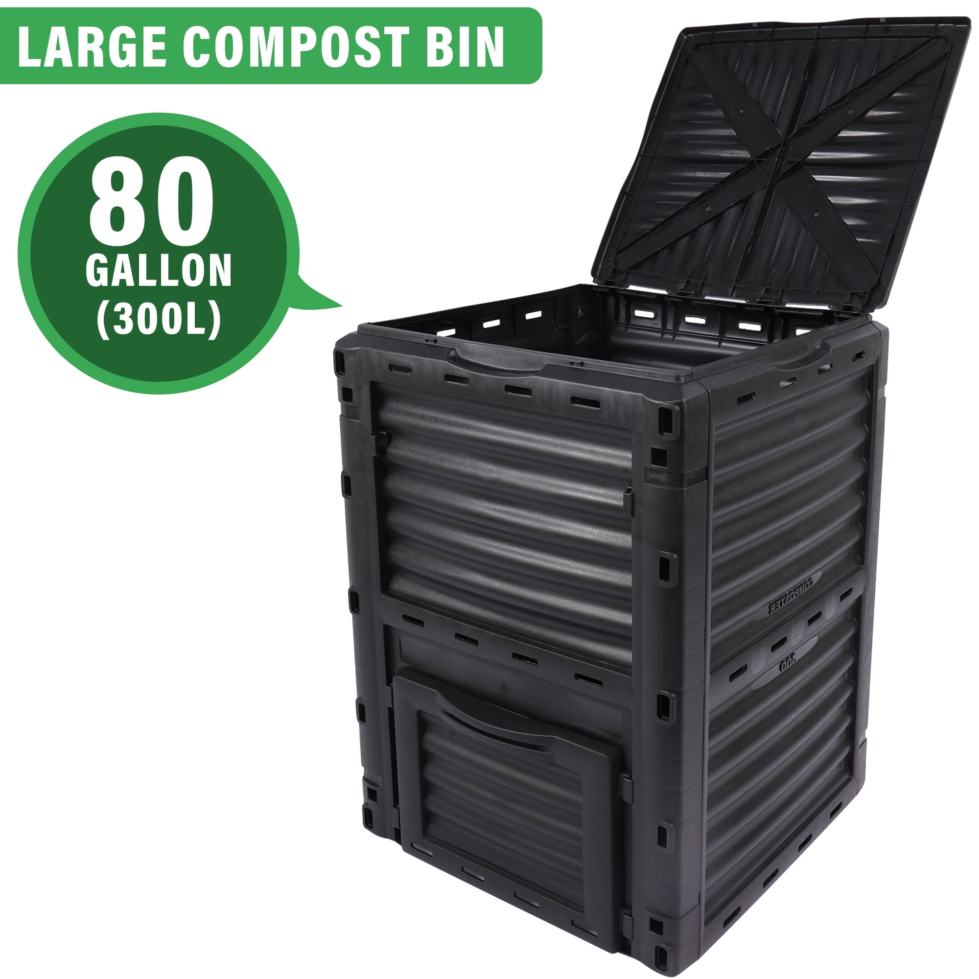 80 Gallon (300L) Large Outdoor Compost Bin, Composter Box with Top Lid ...