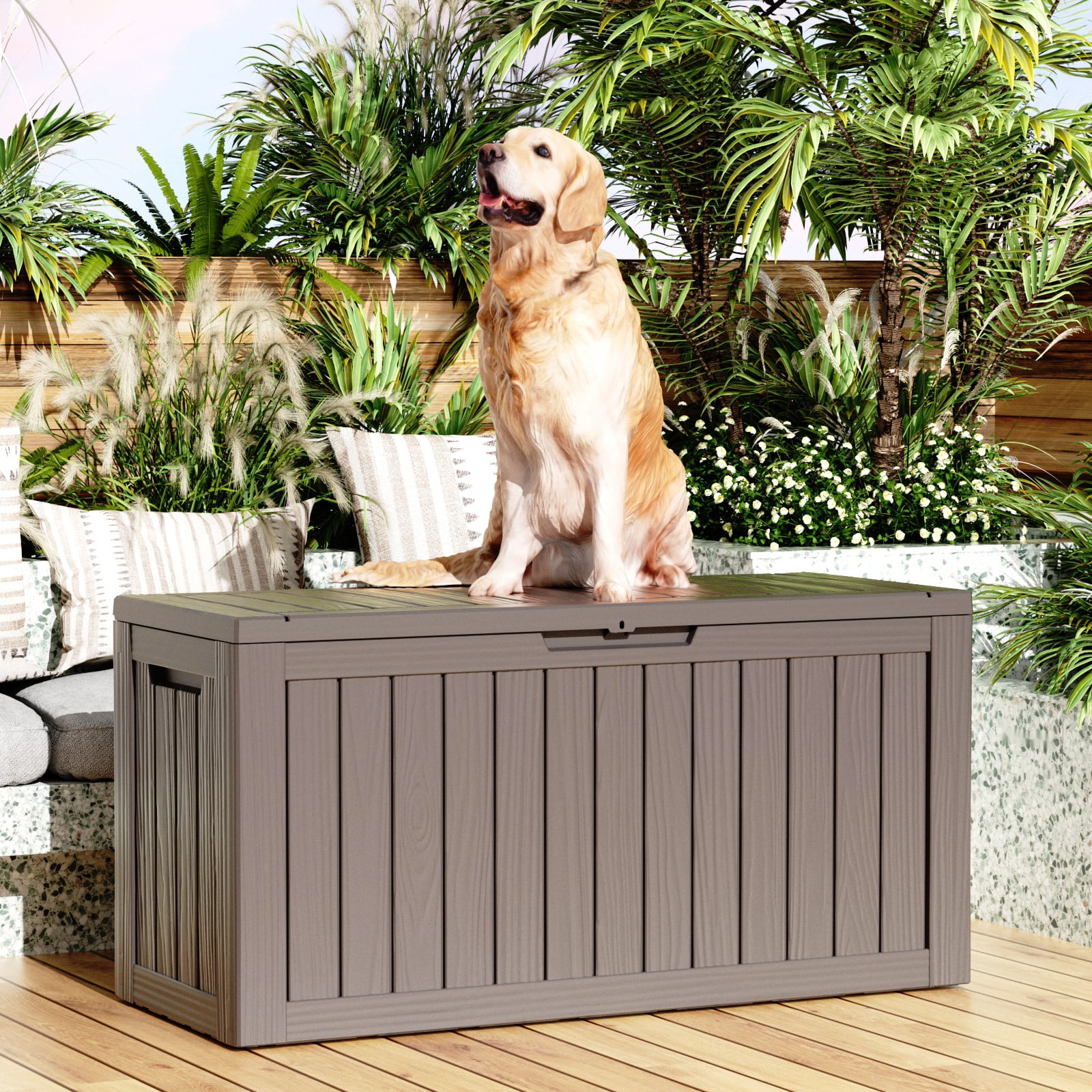 80 Gallon EasyUp Outdoor Resin Deck Box Storage for Patio Furniture ...