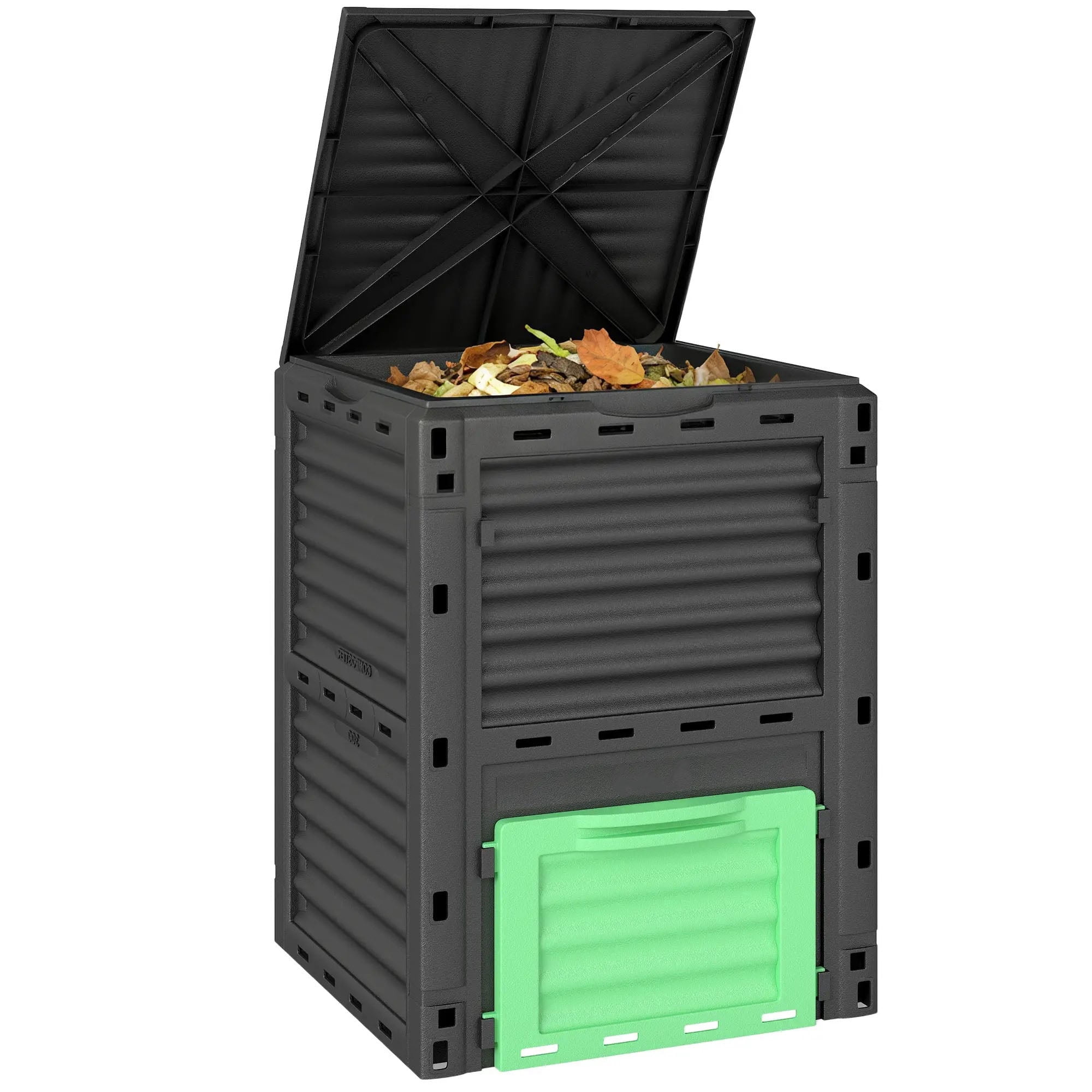 80 Gallon Green Plastic Outdoor Aerating Composter Composting Bin with ...