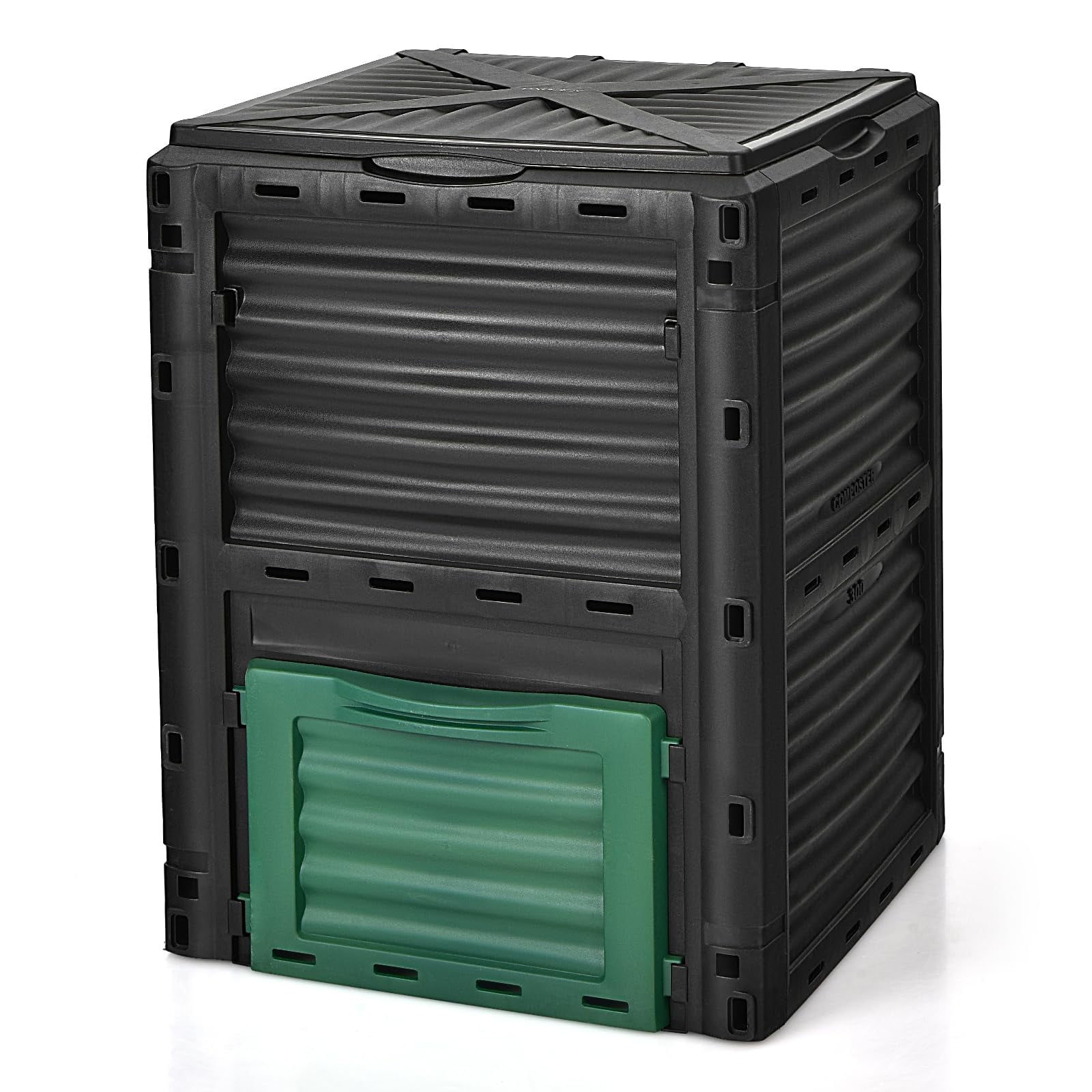 80 Gallon Outdoor Compost Bin with Lid & Bottom Door, Large Garden ...