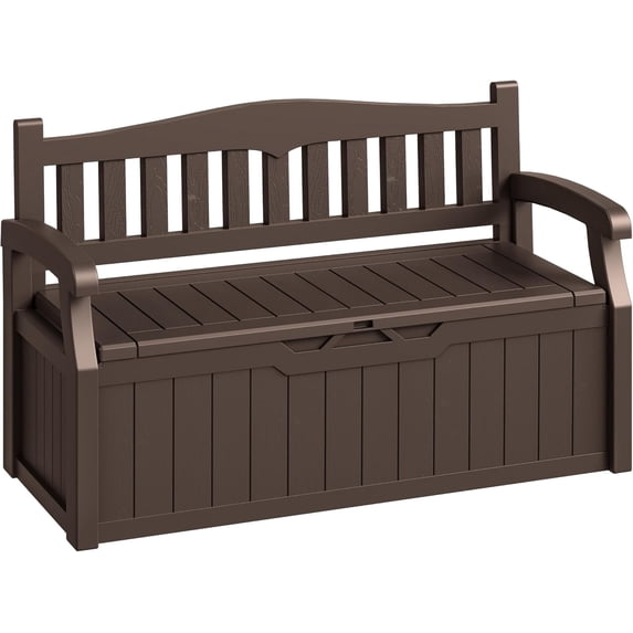 80-Gallon Outdoor Stora Bench, Waterproof Deck Box with Lockable Lid ...