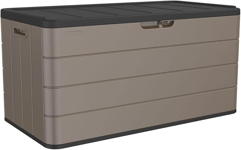 80 Gallon Pro Resin Deck Box, Waterproof Outdoor Storage Box, Lockable ...