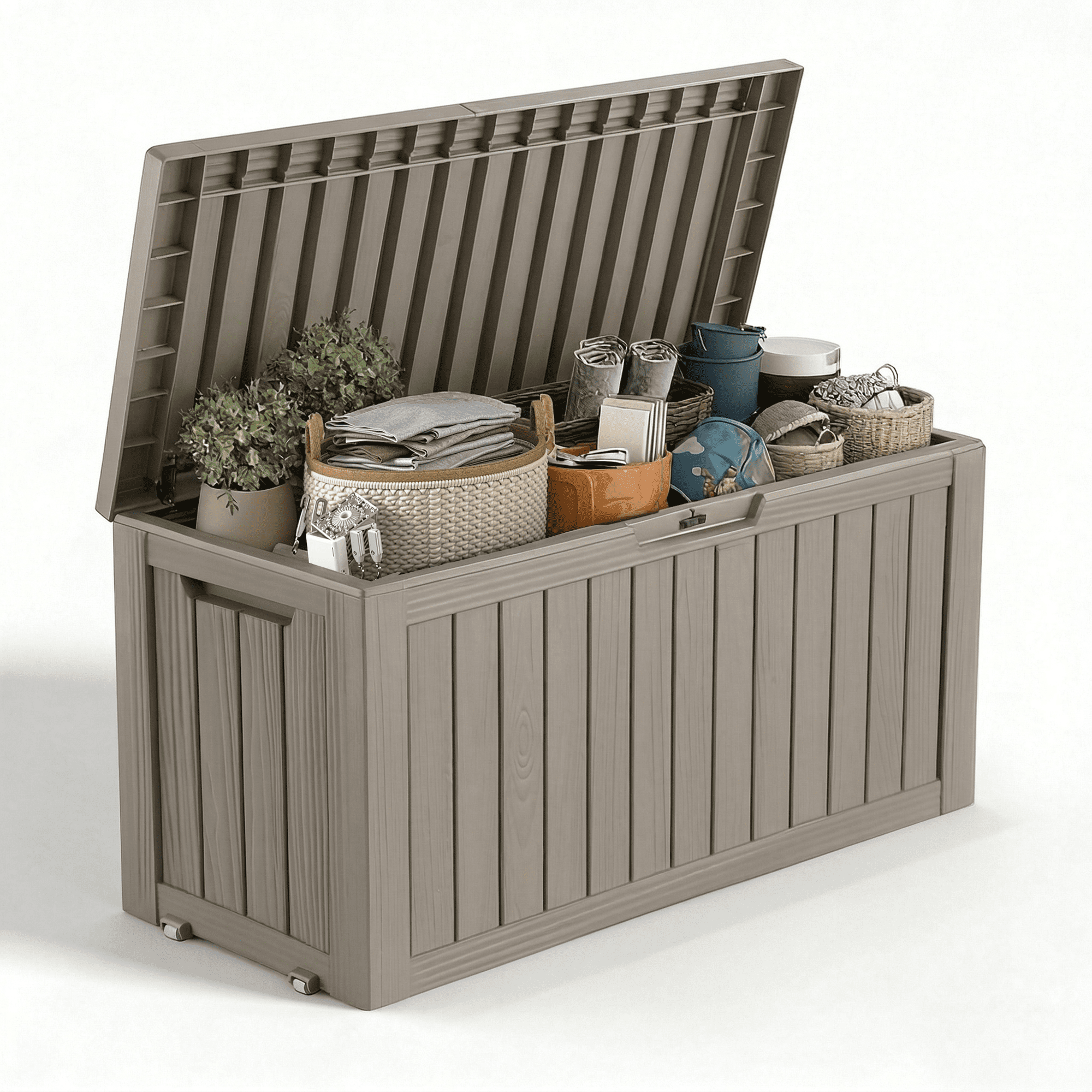 80 Gallon Resin Deck Box, Lockable Patio Outdoor Storage Box for ...
