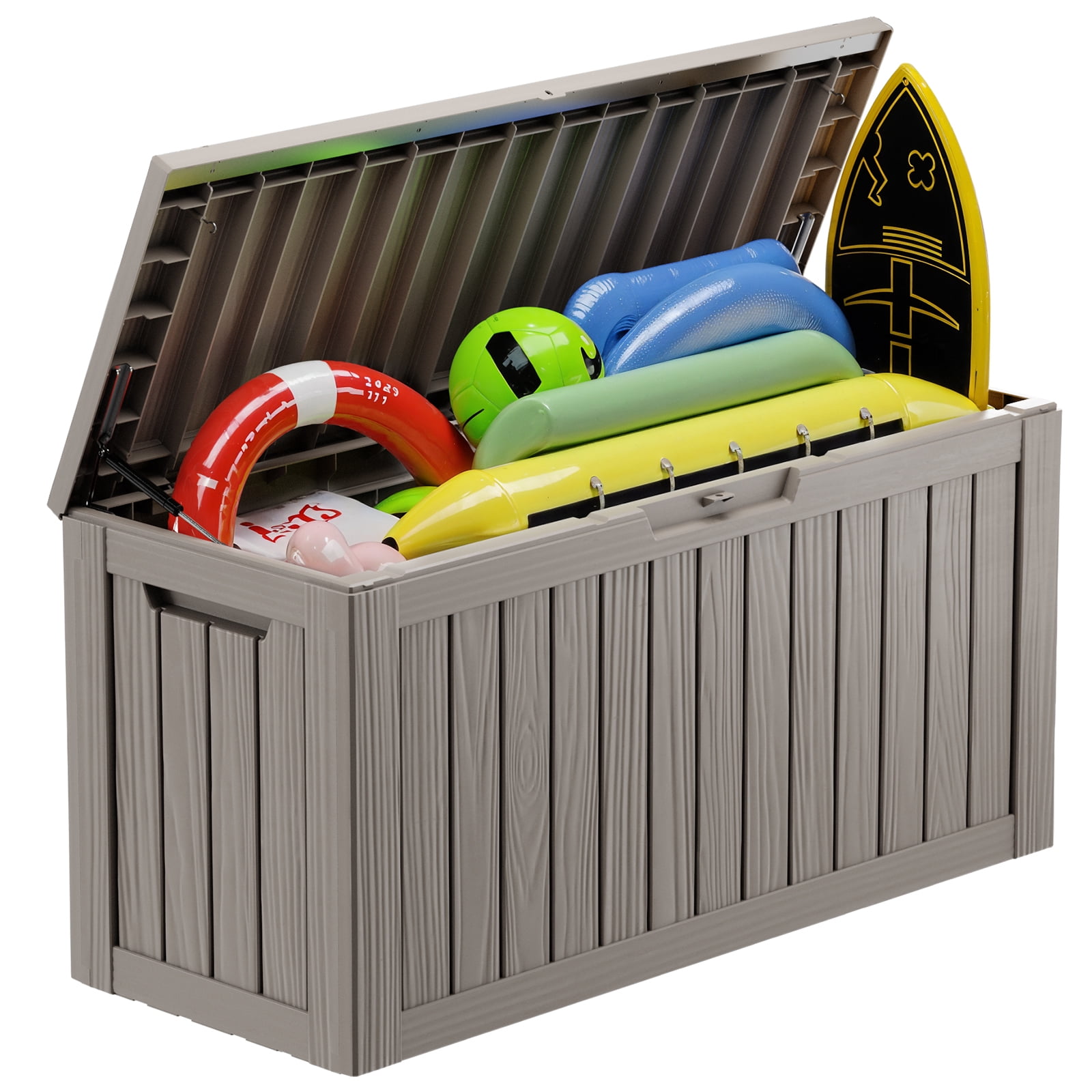 80 Gallon Resin Deck Box, Lockable Waterproof Storage Box for Poolside ...