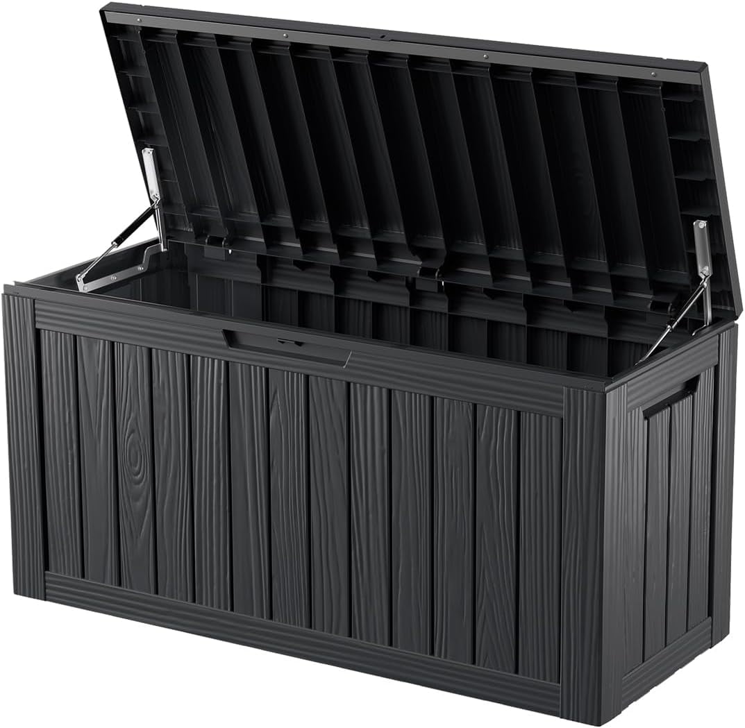 80 Gallon Waterproof Deck Box, Lockable Resin Storage Box for Patio ...