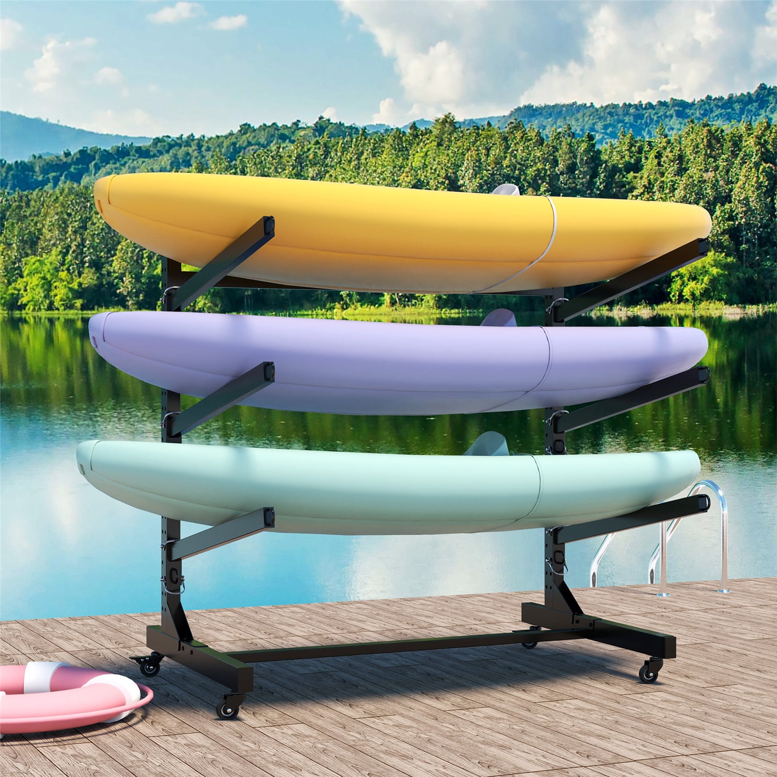 80''H Freestanding Kayak Storage Rack – Holds 4 Kayaks, Heavy-Duty ...
