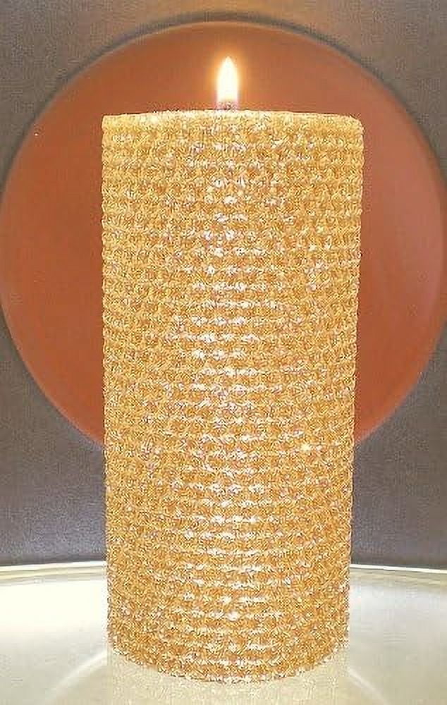 80 Hour-6 Inch Natural Beeswax Hybrid Pillar Glitter Candle, Gold Color ...