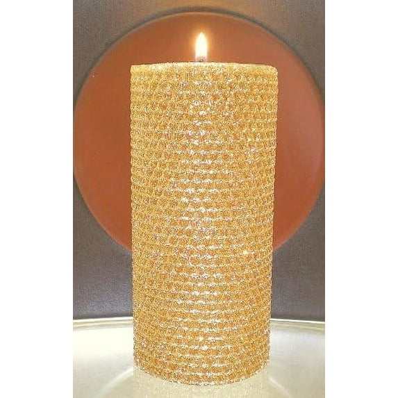 80 Hour-6 Inch Natural Beeswax Hybrid Pillar Glitter Candle, Gold Color ...