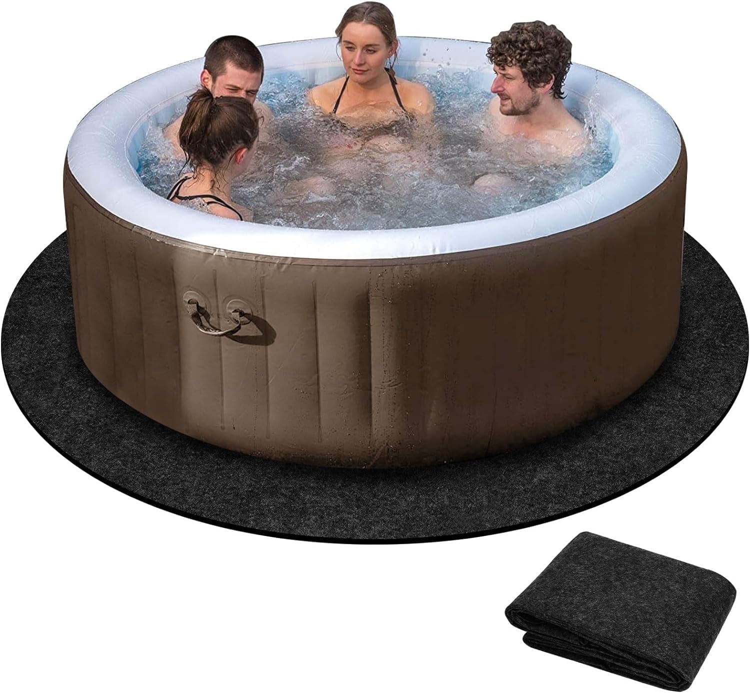 FANGNISN 80-Inch Round Hot Tub Mat, Water-Absorbing, Slip-Proof ...