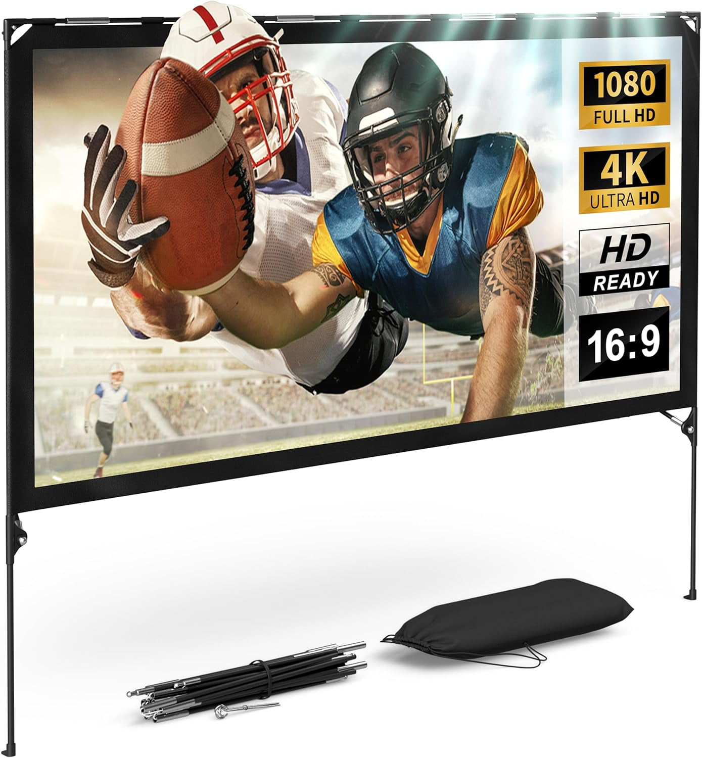 80 Inch HD Outdoor Movie Screen, Portable Outdoor Projector Screen and ...