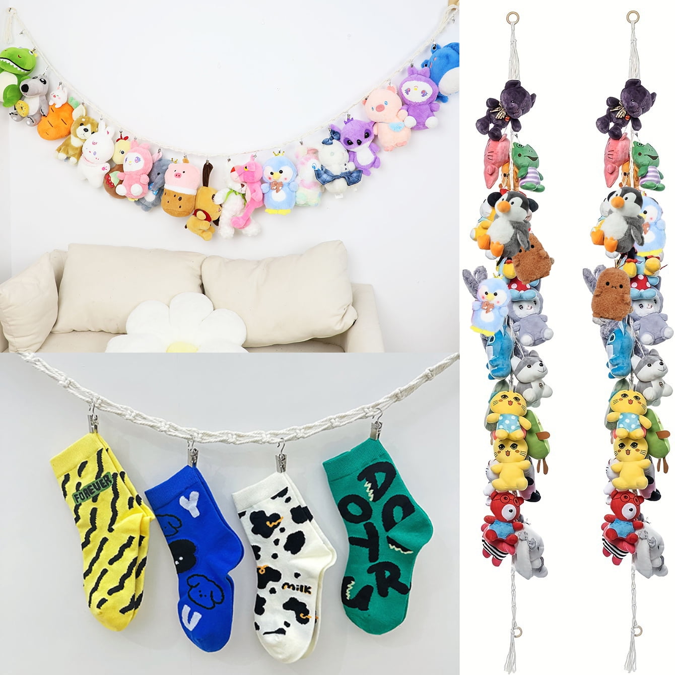 80 Inch Hand Woven Cotton Hanging Storage Chain for Stuffed Animal ...