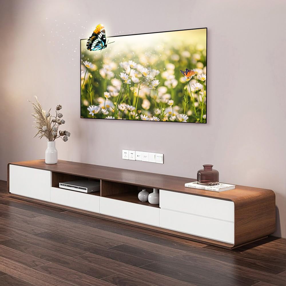 80 Inch Long TV Stands for Living Room, Full Assembled White ...