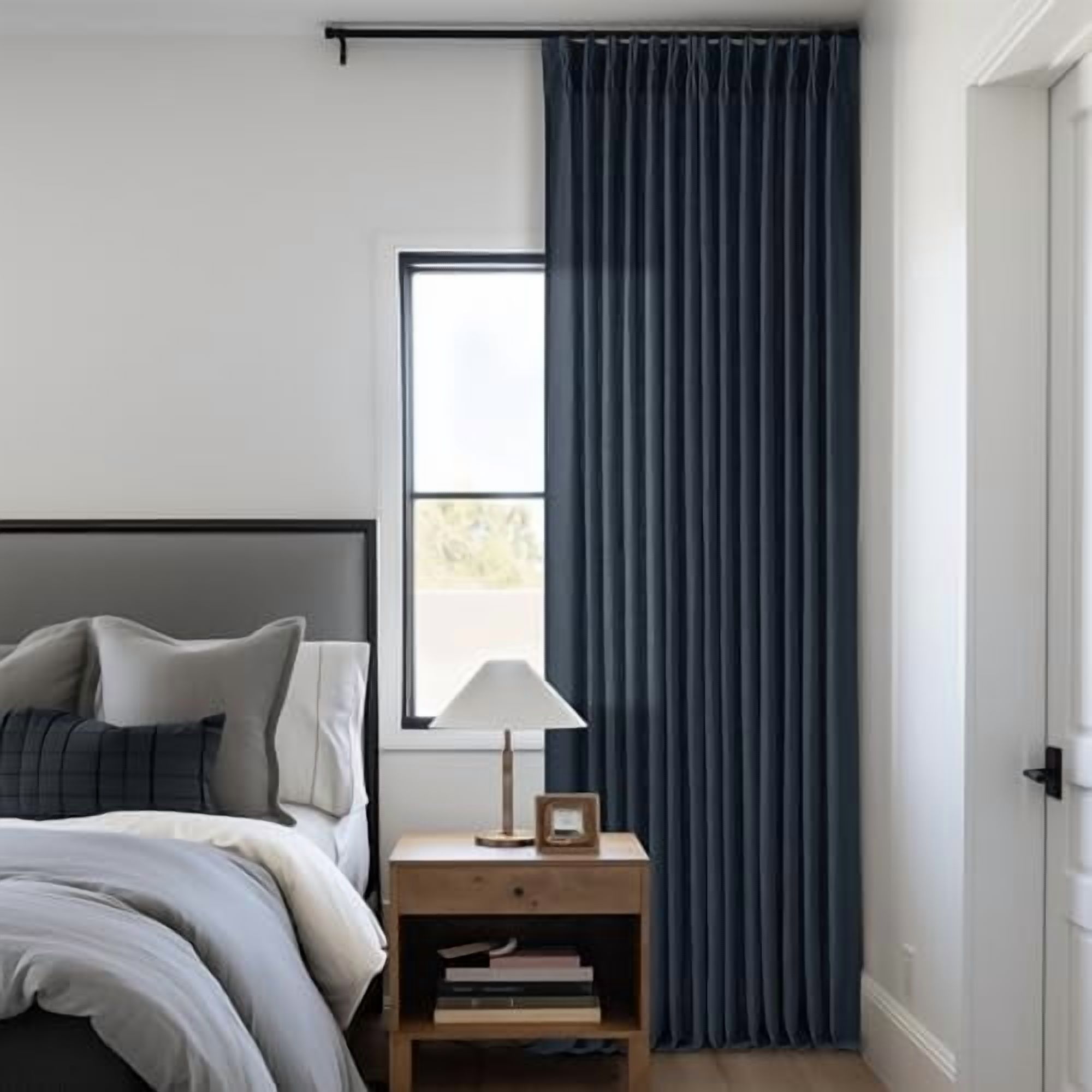 80 Inch Pinch Pleated Linen Curtains 2 Panels Set for Living Room ...
