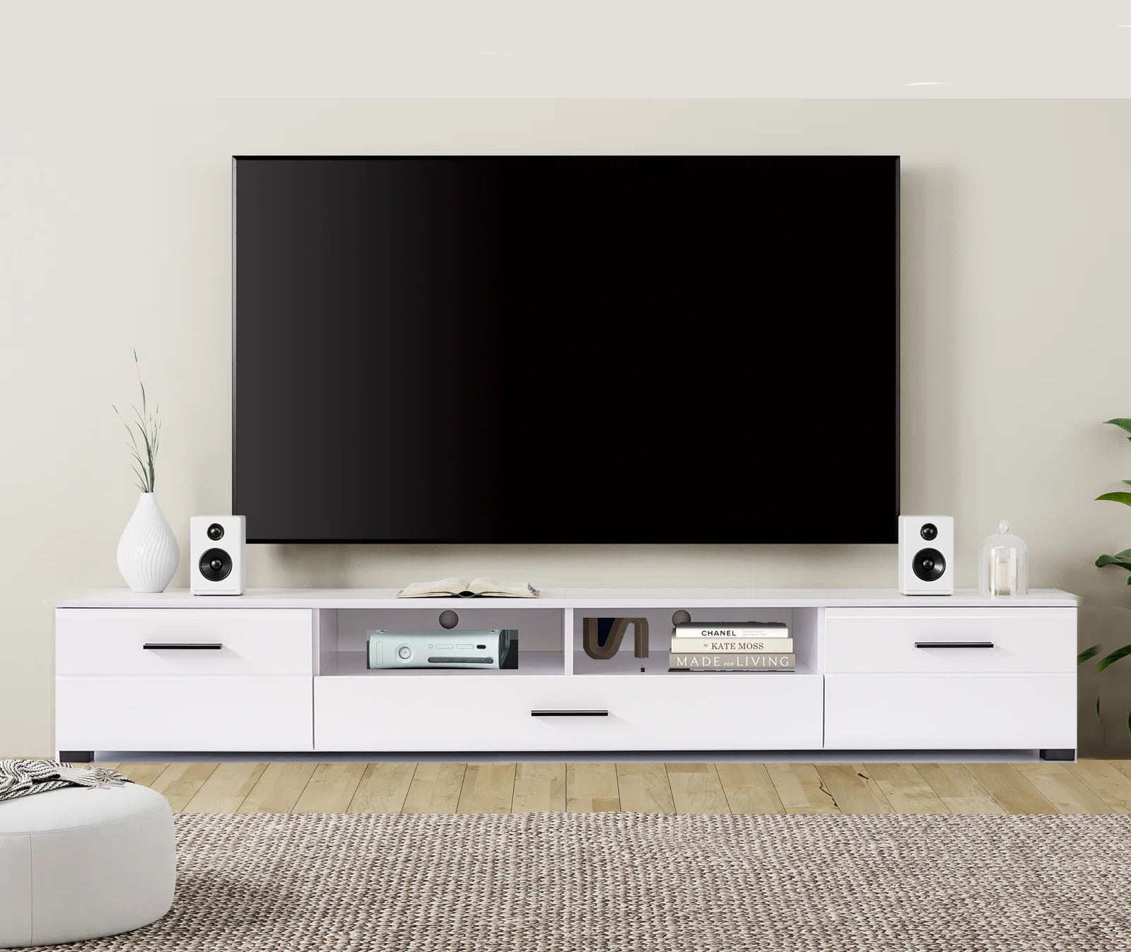 80” Inch TV Stand Console Entertainment Center with Drawers Two ...