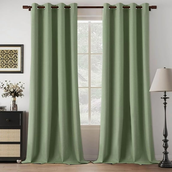 80 Inches Long Beige Full Blackout Linen Curtains for Bedroom, Heat ...