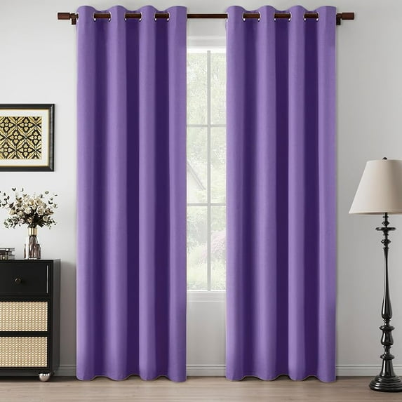 80 Inches Long Beige Full Blackout Linen Curtains for Bedroom, Heat ...