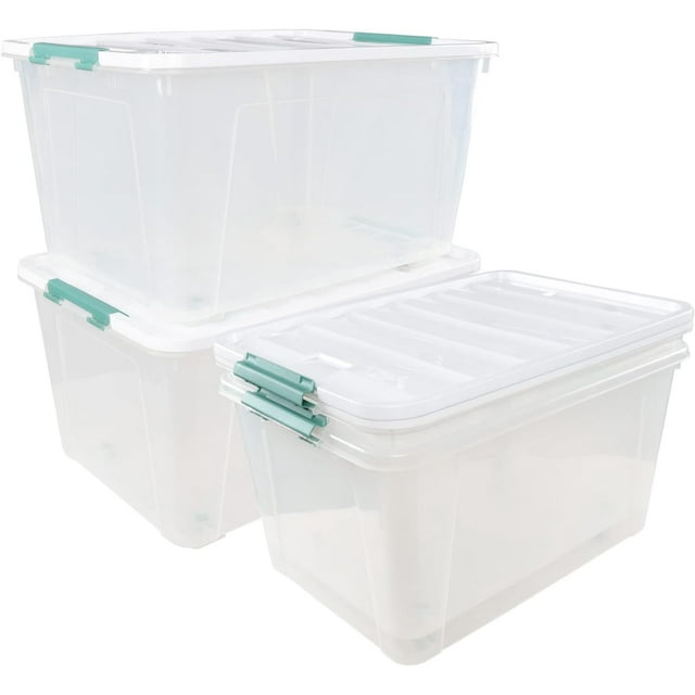 80 L Extra Large Plastic Storage Box, Clear Large Plastic Storage Bins ...