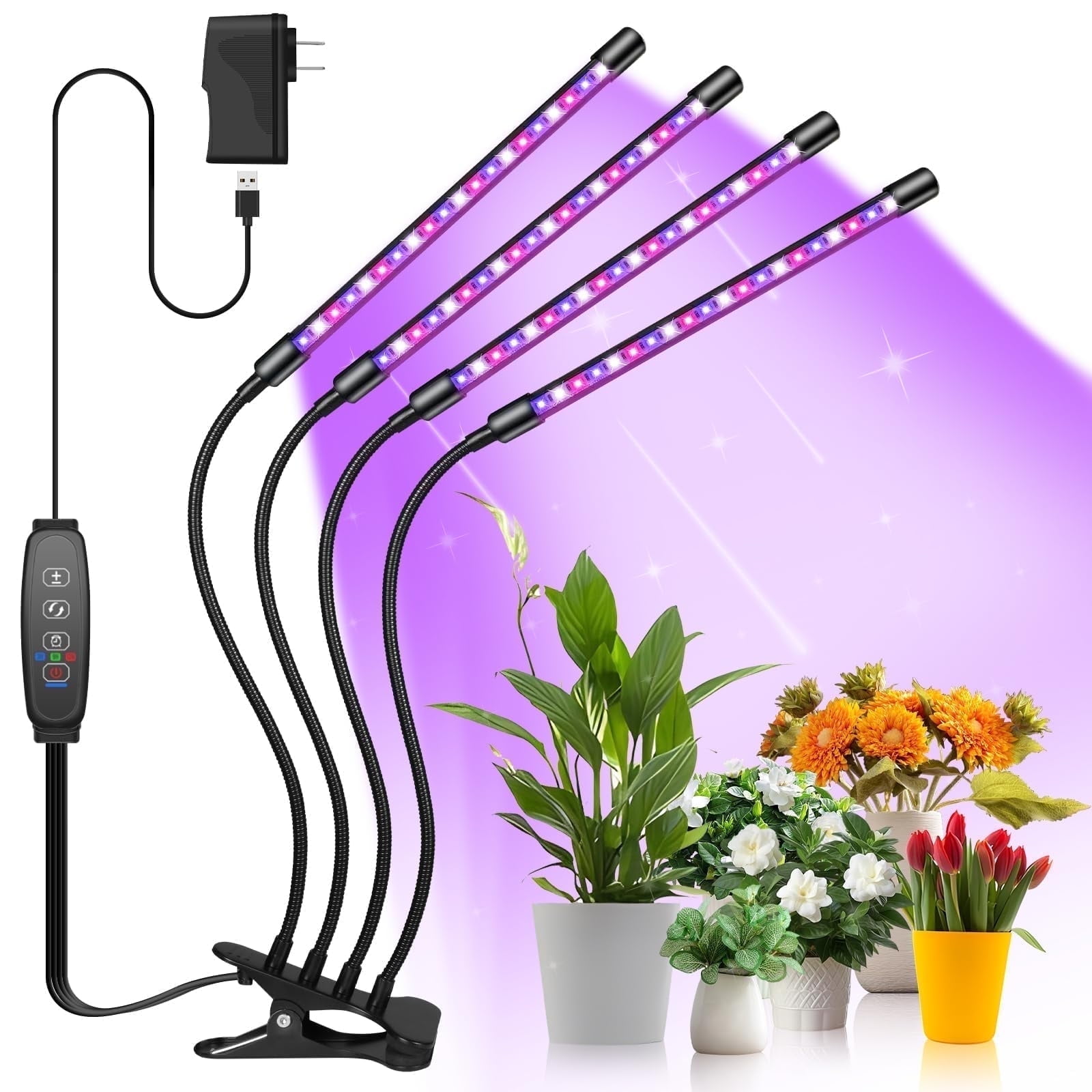 Sthmolepy 14.6in LED Grow Lights for Indoor Plants, 80 Count, 3/9/12H ...