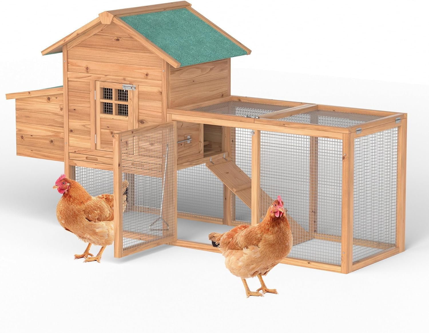 80'' Large Chicken Coop with Nesting Box,Wooden Hen House for 2-4 ...