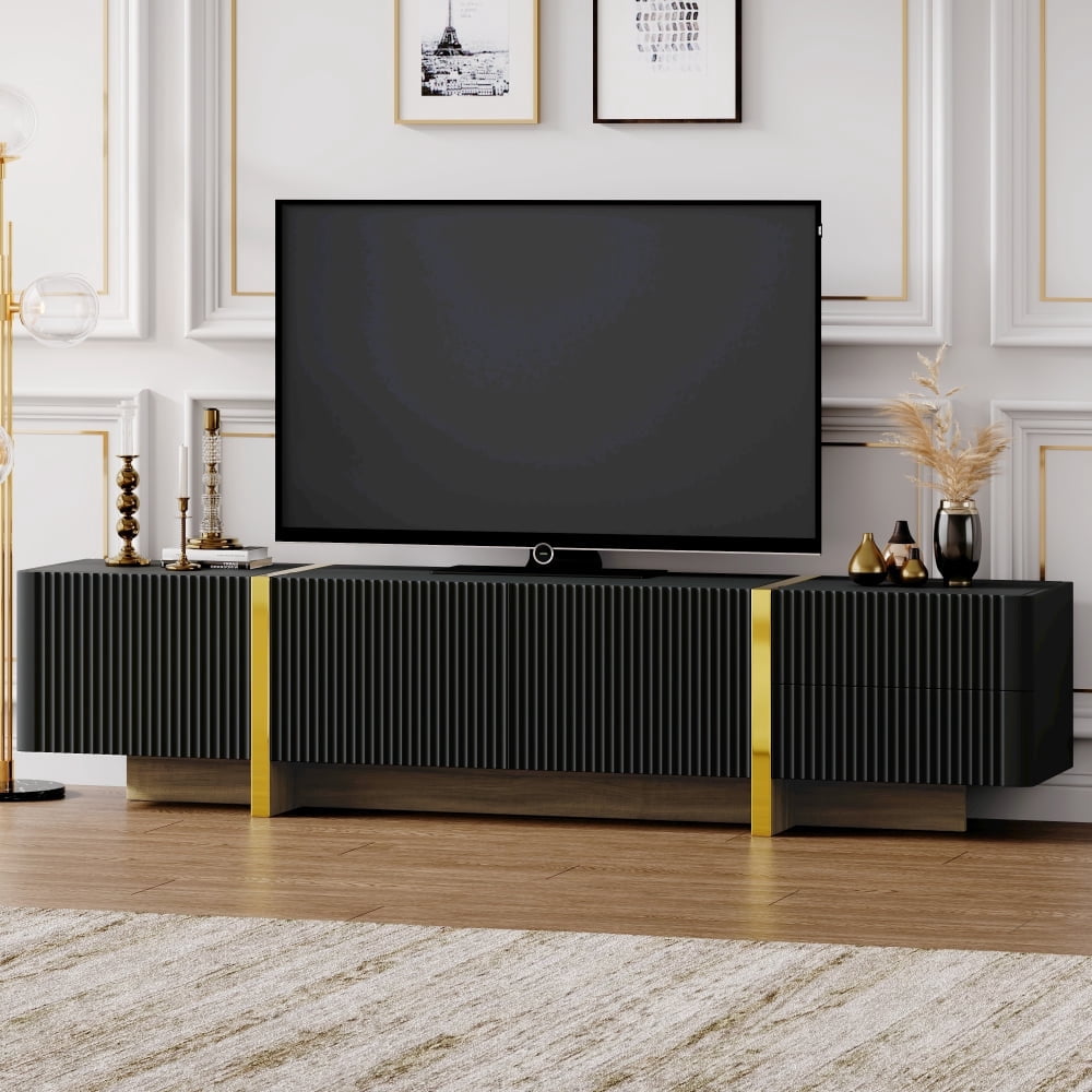 80'' Modern Entertainment Center - Luxury Fluted TV Stand with Storage ...