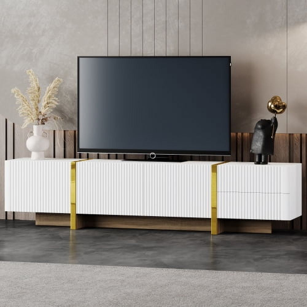 80'' Modern Entertainment Center - Luxury Fluted TV Stand with Storage ...