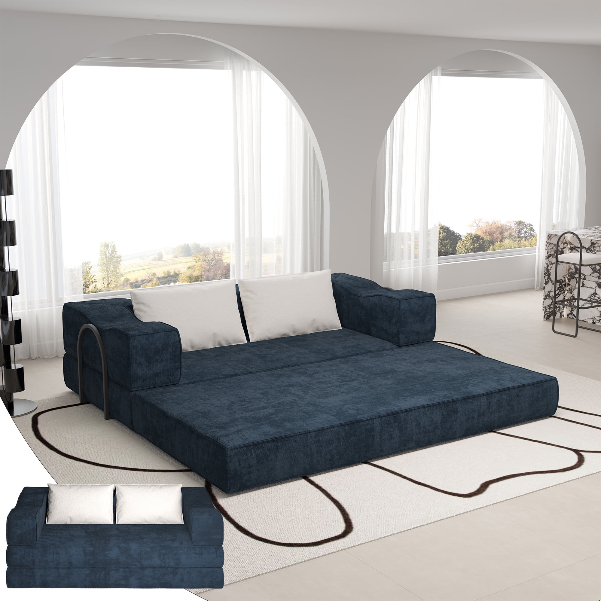 80"Modern Floding Couch Bed,King Size Futon Bed Double Mattress,No ...