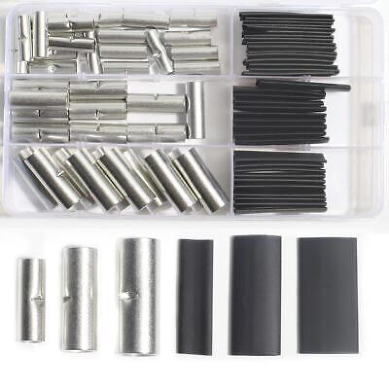 80 Non-Insulated Crimp Butt Connector Wire Terminals 4-8AWG Heat ...