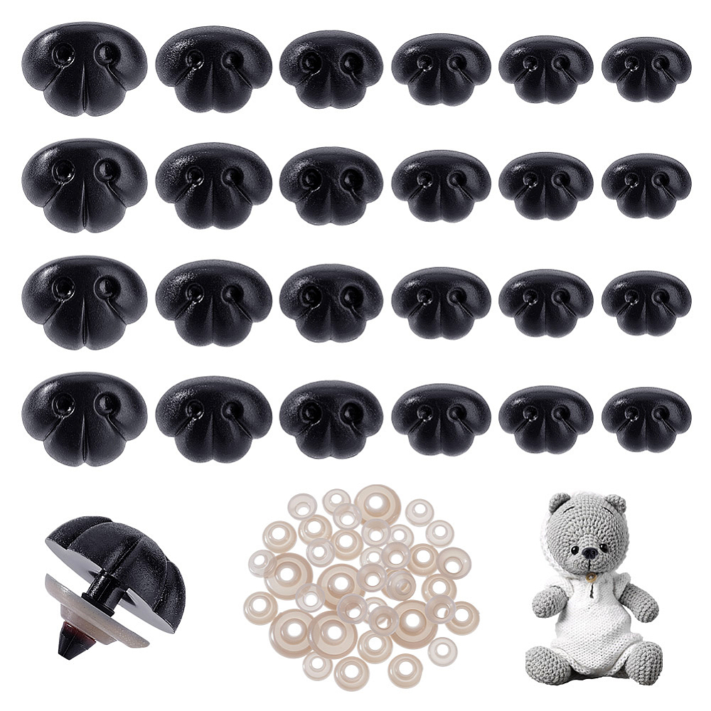 80 PCS 6 Styles Craft Safety Noses Black Craft Nose with Spacer 9mm 11 ...