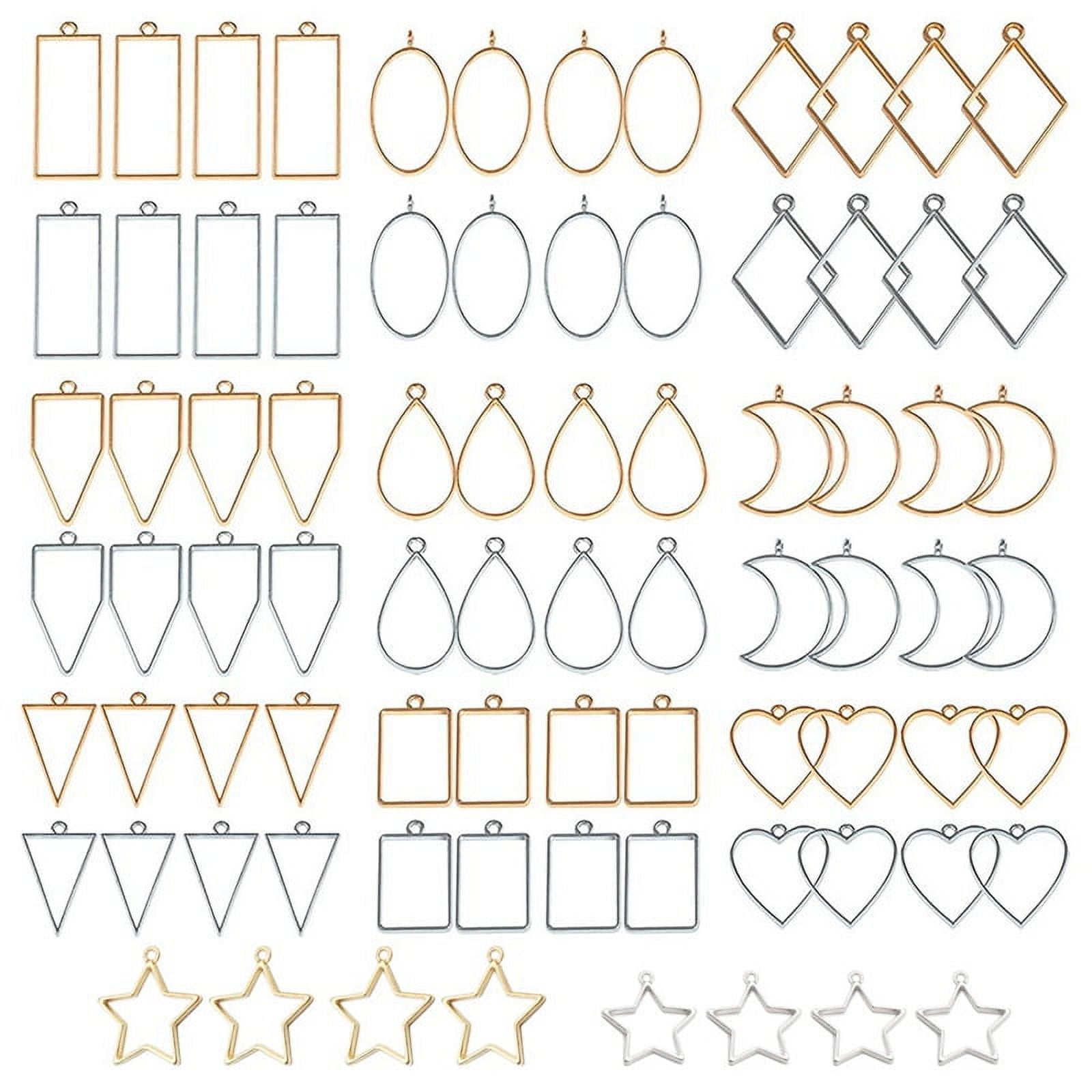 80 PCS Assorted Open Metal Bezels for Resin Pressed Frame Charms ...