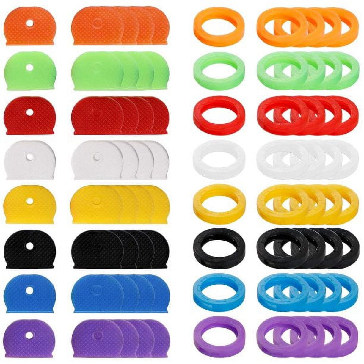 80 PCS Colored Plastic Round Keychains, Key Cap Covers & Rings, Key ...