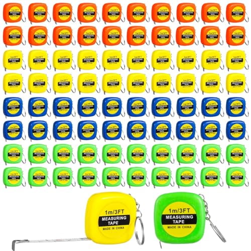 80 PCS Mini Tape Measure Keychains, 3 Ft Measuring Range Small ...