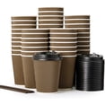 80 Pack 12 oz Paper s, Insulated Ripple Wall Hot s with Lid and Straws ...