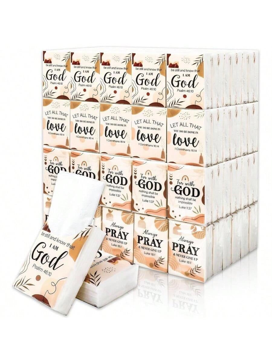 80 Pack Boho Christian Pocket Tissues Bible Verse Tissues 3 Ply Travel ...