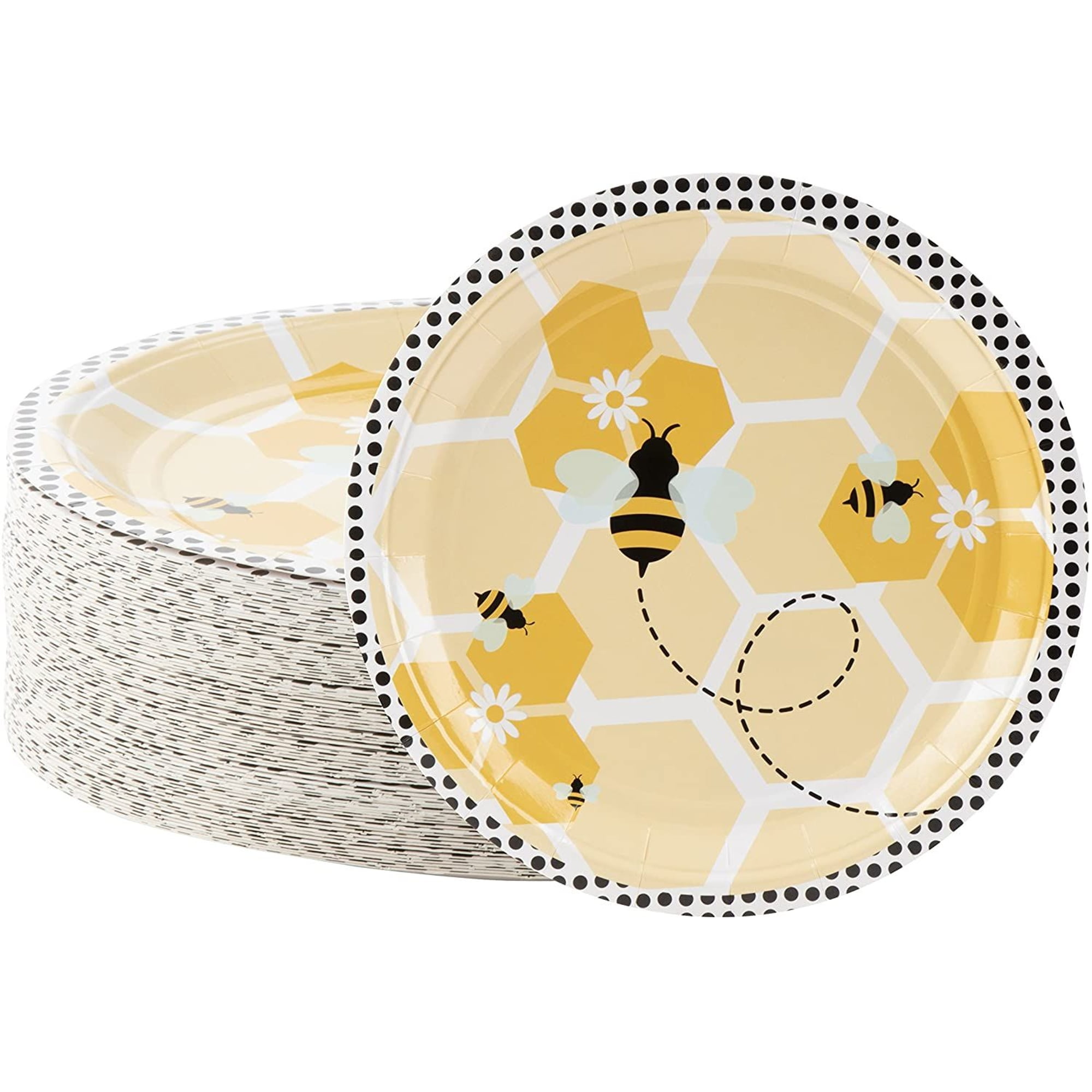 80 Pack Bumble Bee Paper Plates for Gender Reveal, Baby Shower Party ...