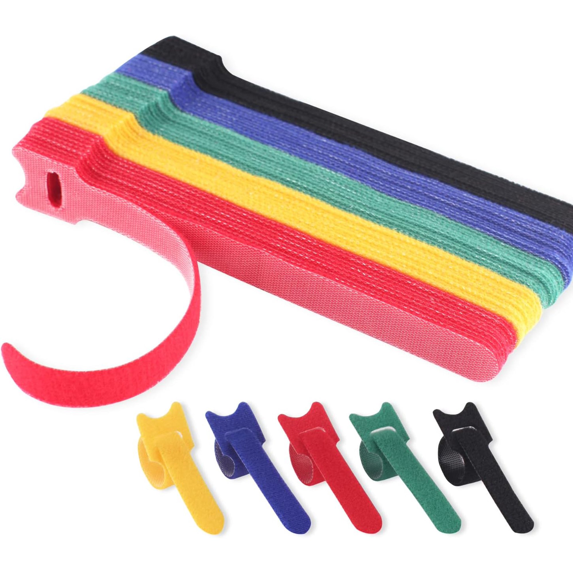 80 Pack Cable Ties Reusable, Adjustable Cable Tidy Wrap Hook and Loop ...