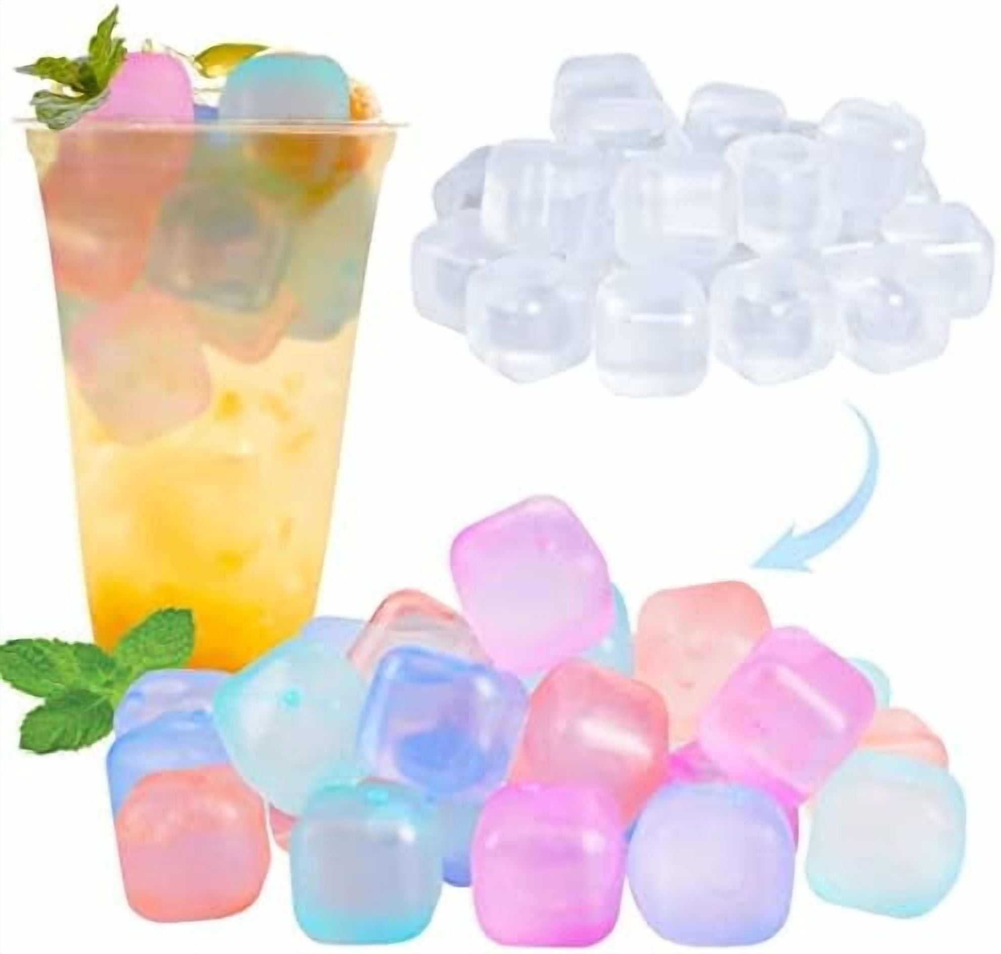 80 Pack Color-changing Reusable Ice Cube for Drinks, Colorful Square ...