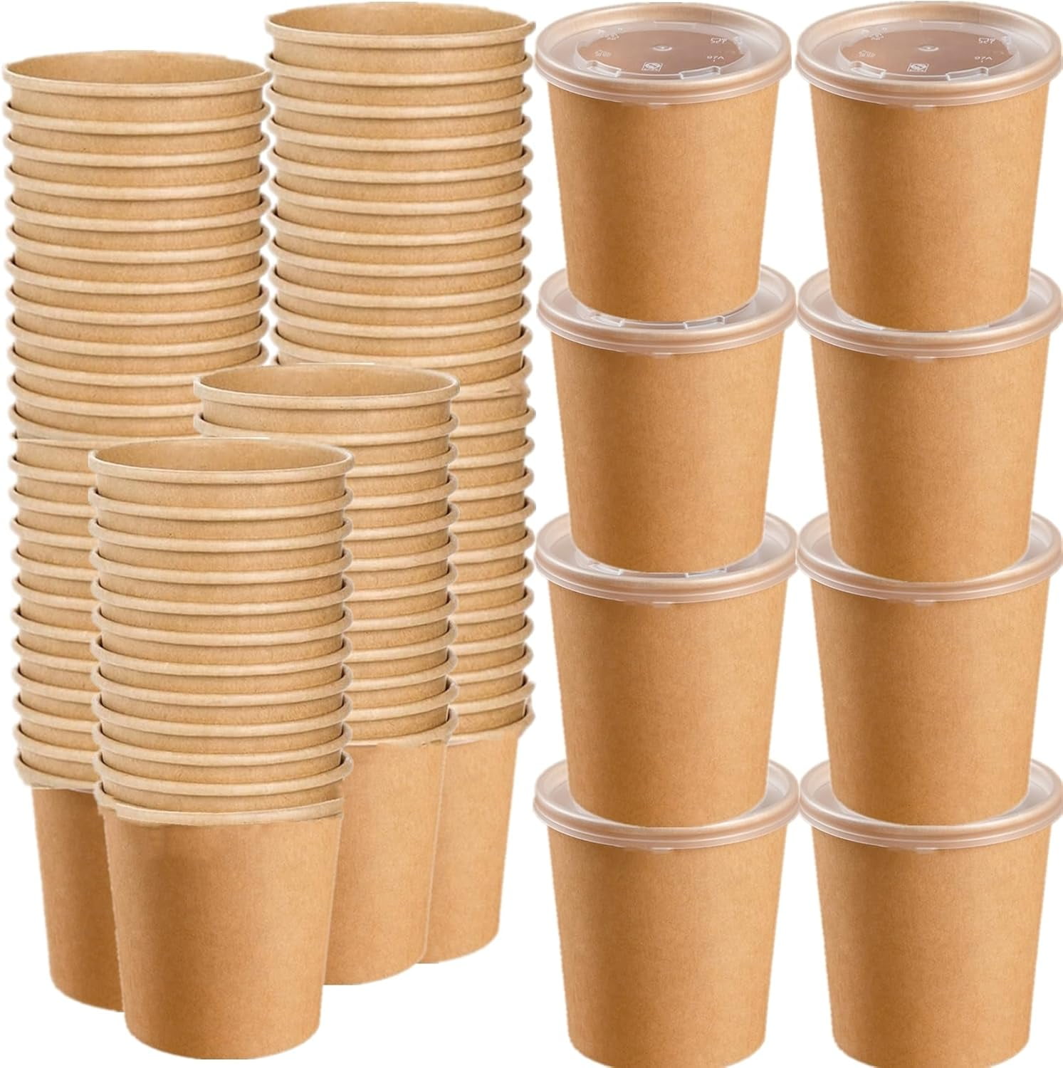 80 Pack Paper Food Containers with Lids, 16 Oz To Go Hot Soup Bowls ...