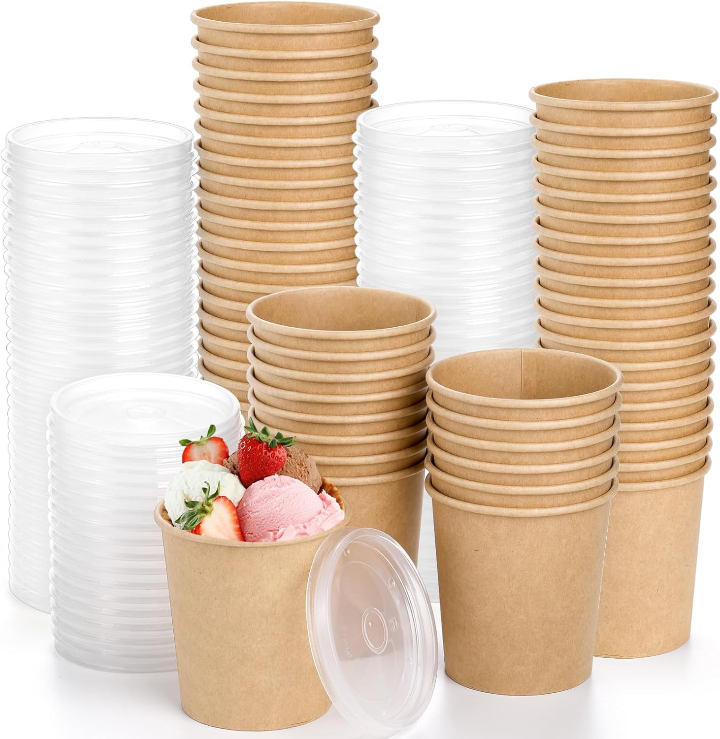 80 Pack Paper Soup Containers with Lids, 16 Oz To Go Hot Cold Soup ...