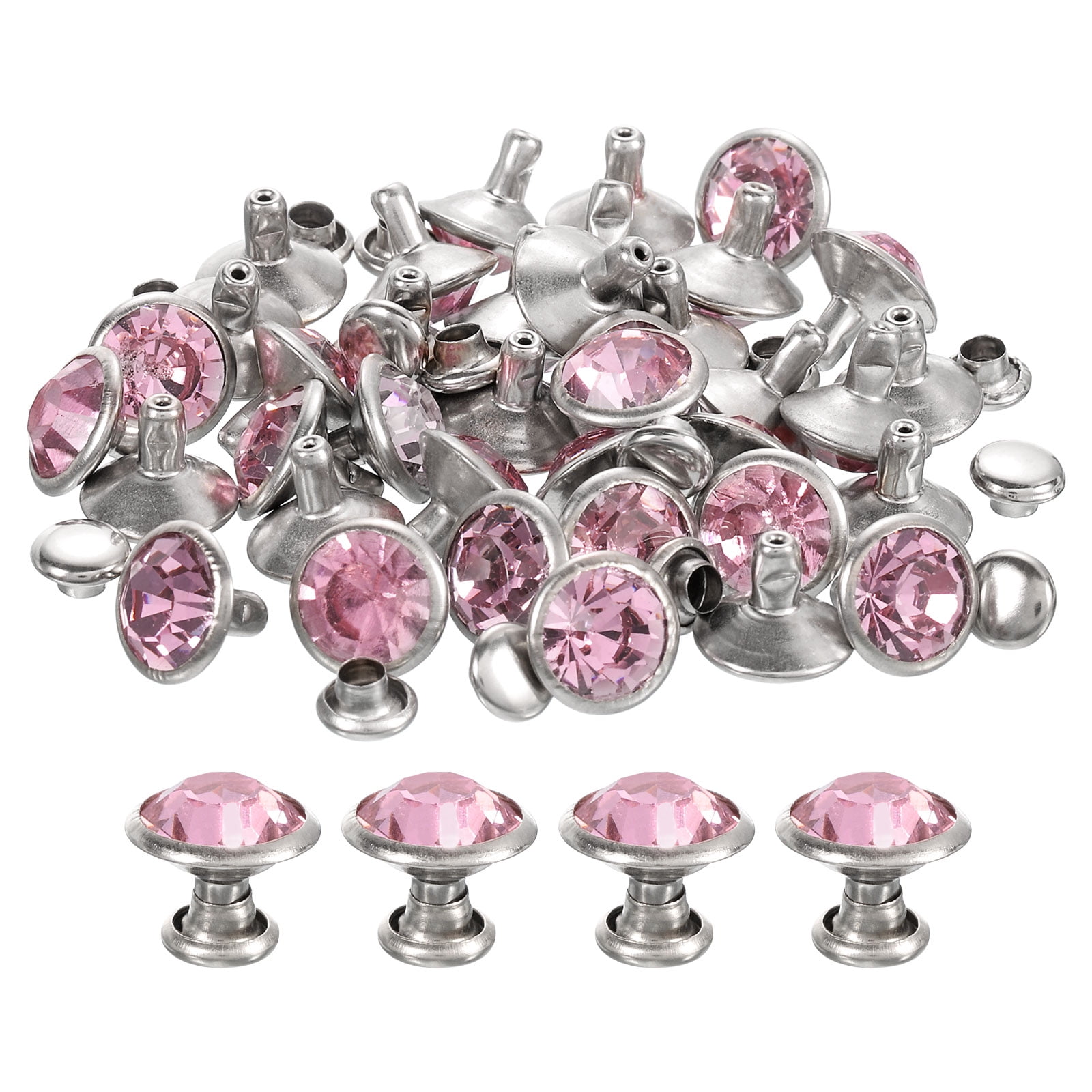 80 Pack Pink Rhinestone Rivets, 10mm/0.39" Leathercraft Rivets Crystal ...